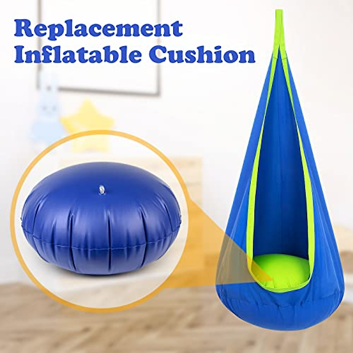 Y- STOP Kids Pod Swing Replacement Inflatable Cushion, Indoor Swing for Kids Thickened PVC Inflatable Cushion (27.5 inches)