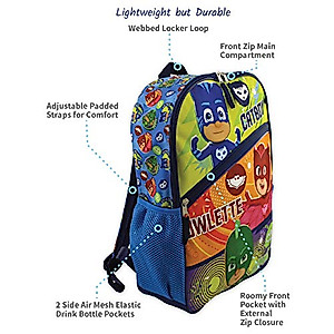 PJ Masks Boys Girls 5 piece 16 Inch Backpack Lunch Bag and Snack Bag School Set (One Size, Blue/Multi)