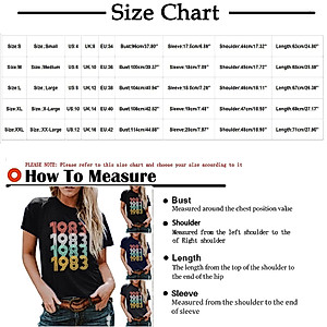 HGps8w 40 Year Old 40th Birthday Gifts T-Shirt for Women 1983 Digital Printed Casual Crewneck Short Sleeve Graphic Tee Tops