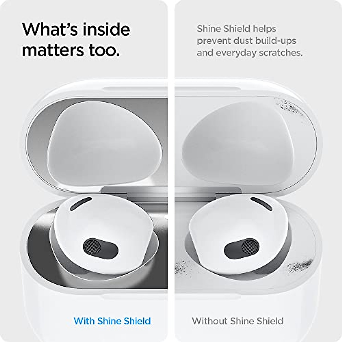 Spigen Shine Shield Designed for Airpods 3rd Generation (2021) Anti Dust Sticker for Airpods 3 Dust Guard - Metallic Silver