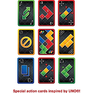 Mattel Games Blokus Shuffle UNO Edition Strategy Board Game, Family Game with Colorful Pieces and UNO-Themed Action Cards