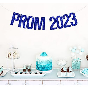 Prom 2023 Banner, Prom Night Decor, Class of 2023 Bunting Garland, 2023 Graduation Party Decorations Blue Glitter