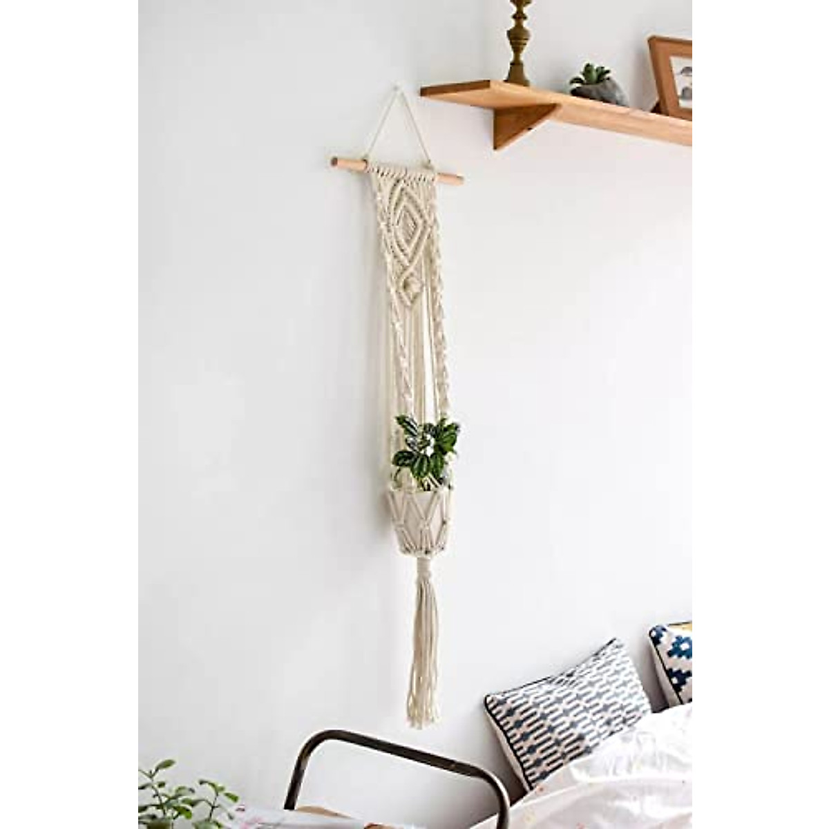WXS-CHALL 5 Pack Macrame Plant Hangers Hanging Planter, Cotton Rope Hanging Plant Holders Decorative Flower Pots Indoor Outdoor Boho Home Decor (5 Size and 10 Hooks)
