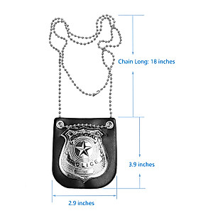 Joy Join Kids Police dress up Accessories Pretend Play Special Police Badge with Chain(Black)