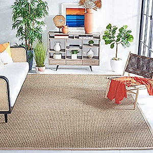SAFAVIEH Natural Fiber Collection Area Rug - 8' x 10', Natural & Beige, Border Basketweave Seagrass Design, Easy Care, Ideal for High Traffic Areas in Living Room, Bedroom (NF114A)