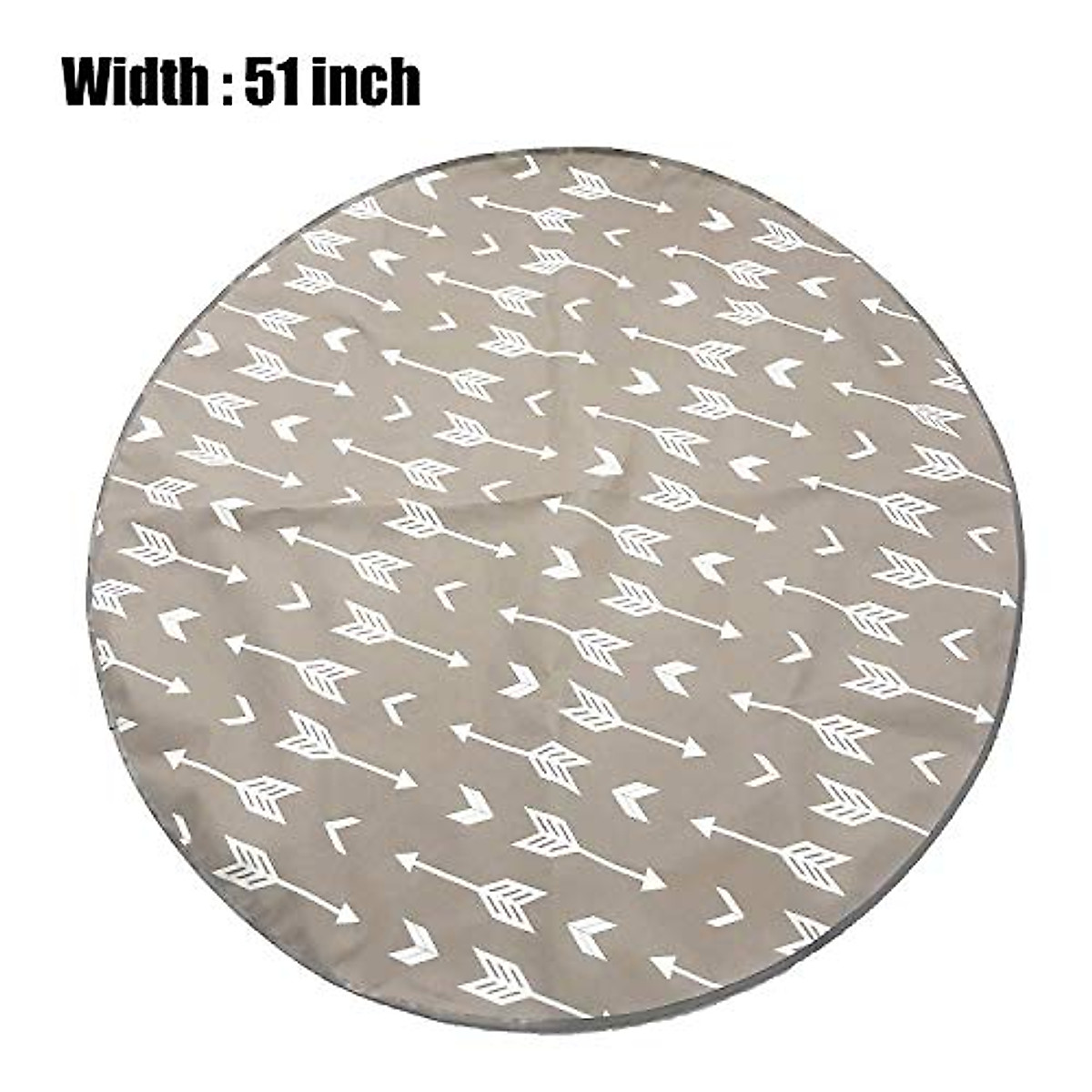 51" Multi-Purpose Waterproof Baby Splat Mat for Under High Chiar, Portable Play Mat for Toddler, Non-Slip Floor Splash Mat and Table Cloth (Beige Arrow)