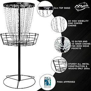 MVP Disc Sports Black Hole Lite Disc Golf Basket with Transit Bag