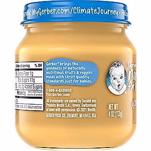 Gerber Natural for Baby 1st Foods Baby Food Jar, Apple, Made with Natural Fruit & Vitamin C, Non-GMO Pureed Baby Food, 4-Ounce Glass Jar (Pack of 10 Jars)