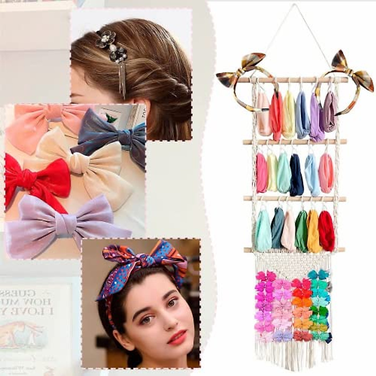 ZeJlo Headband Holder Hair Bows Organizer for Girls, Baby Headbands Hair Accessories Organizer, Storage Bohemian Style, Hand-Crafted