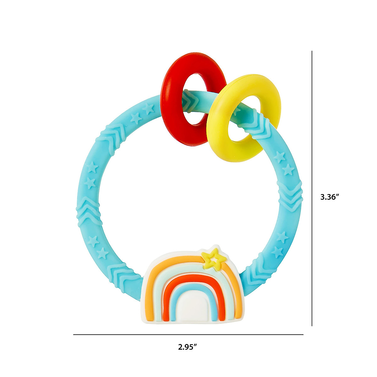 C.R. Gibson BTEE-24550 Colorful Rainbow Ring 100% Food Grade Silicone Teether for Babies, 3.15" W x 3.25" L, Multicolor
