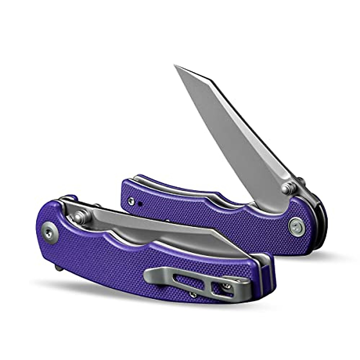 CIVIVI P87 Folder EDC Knife, Kaila Cumings 2.9-in Nitro-V Silver Bead Blasted Blade Reverse Tanto, G10 Handle with A Thumb Stud Liner Lock Folding Pocket Knife for Everyday Carry (Purple)