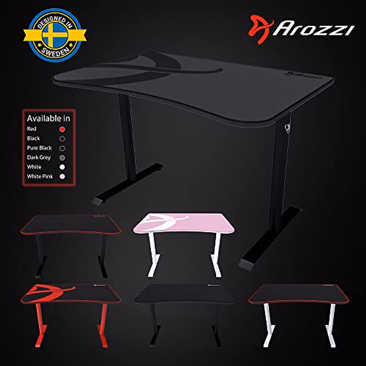 Arozzi Arena Fratello Curved Gaming and Office Desk with Full Surface ...