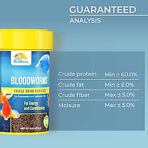BroBass Freeze Dried Blood Worms for Fish - Aquarium Bloodworms Fish Food for Freshwater and Saltwater - Blood Worms for Tropical Fish, Betta, Goldfish, Cichlid, Guppy (0.21 oz)