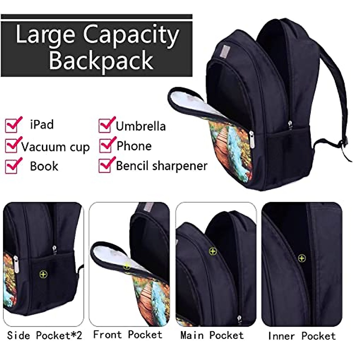 QEPZF Sorority Gifts Large Backpack 3D Printed Backpack, Multi-Function Travel Laptop Backpack, Business Daypack Bag, Adjustable Shoulder Strap Bookbag -A-3