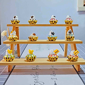 LUBANHAND 3 Steps Display Riser, Earring Display Stands, Showcase Cascading Merchandise Organizer Tray Vendor Display Supplies for Tabletop Shows Solid Wood…