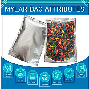 GENERIC 25 PCS 1 Gallon - Mylar bags for food storage, 9.44 Mil (10"x14") Extra Thick Stand-Up Ziplock Bags and Sealable bags, Zipper Pouches with windows