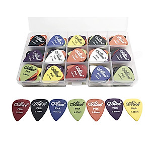 100pcs Alice Matte Anti-Skid Acoustic Electric Guitar Picks Plectrum 6 Thickness 0.58/0.71/0.81/0.96/1.20/1.50 mm With Pick Case Storage Box