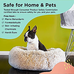 Best Friends by Sheri The Original Calming Donut Cat and Dog Bed in Shag Fur Taupe, Small 23x23