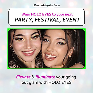 HOLO EYES 5 Designs 10 Sets Holographic Eye Makeup Stickers Festival Face Gems Temporary Stickers Crystal Face Stickers Decorations Fit for Festival Rave Carnival Party and Events Euphoria