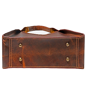 Genuine Full Grain Leather Shoulder Tote Bag for Women Large Handbag Designer Ladies Purse Satchel Travel Bag (Red Brown Tote Bag)