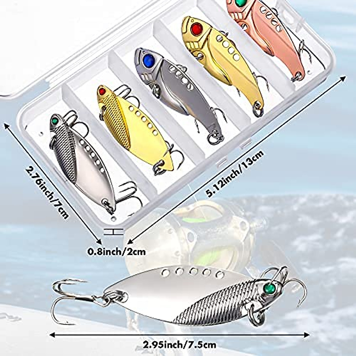 10 Pieces Metal Hard Spinner Blade Bait Fishing Lure Crankbait Bass Fishing Spinner Blade Spinner Spoon Blade Swimbait Freshwater Saltwater Fishing Tackle Lures Treble Hook for Bass Walleye Trout