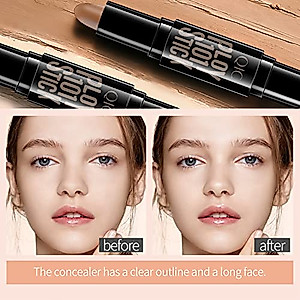 Highlight Contour Stick, 2 in 1 Makeup Shading Stick, Face Highlighters Sticks, Concealer Contour Highlighter Stick,Cruelty Free Makeup,double-end face concealer contouring sticks cream (01)