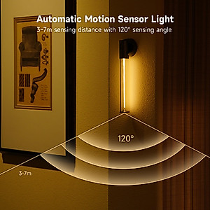 AUGE LIGHT 3-in 1 Battery Powered Wall Light Magnetic LED Wall Lamp Cordless Wall Lights Motion Sensor Wall Sconces for Indoor Staircase Corridor Beside Hallway Cabninet(Gray)