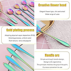 Flower Spoon Set, niceEshop Stainless Steel Teaspoon Colorful Coffee Spoon Tea Spoon Mixing Spoon Sugar Spoon, Set of 8, Rainbow