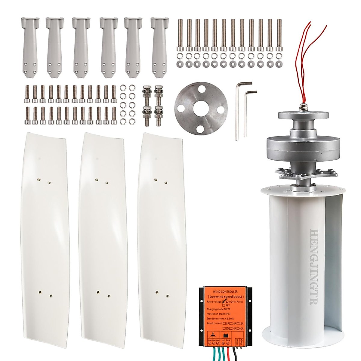 HENGJINGTR 12000W Vertical Axis Wind Turbine Generator, 110V 220V Windmill 220V AC Output Household Kit with Controller,12v