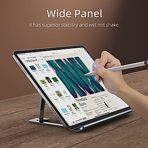 Yangkelly Tablet Stand Foldable and Adjustable, Aluminum Alloy Desktop Holder Drawing Stands Dock for iPad 7 to 12.9, Foldable Mobile Phones, Surfaces etc (Space Gray)