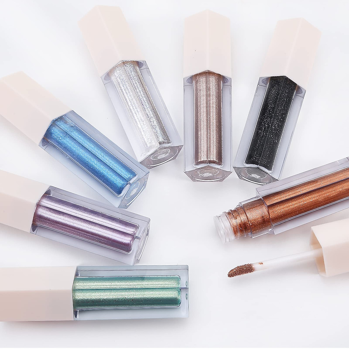 Boobeen Liquid Glitter Eyeshadow, Sparkling Metallic Eye Shadow with Applicator, Quick Drying, Highly pigmented Colors for Multi-dimensional Eye Look