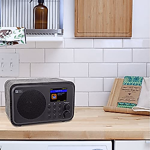 Ocean Digital WR-336F Wi-Fi Internet FM Radio Portable with Rechargeable Battery Bluetooth Receiver 2.4’’Color Display 4 Preset Buttons Stress Relief Relaxation Sleep Aid Wooden Housing Black