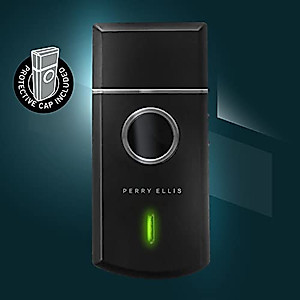 Perry Ellis Mens Travel Electric Shaver | Nickel Foil Shaver, Beard Trimmer for Men | USB Rechargeable Face Shaver, Facial Hair Trimmer for Men | 150-Min Batt | IPX4 Water-Resistant, Protective Cap
