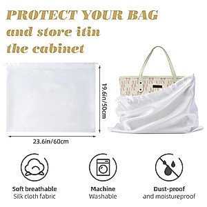 GDBEH 3 Pack Dust Bags for Purses and Handbags，Silk Purse Dust Bags for Storage， With Drawstring Large Dust Bags for Handbag， Dust Covers for Purse Shoes Boots (White, 19.6 × 15.7 in)