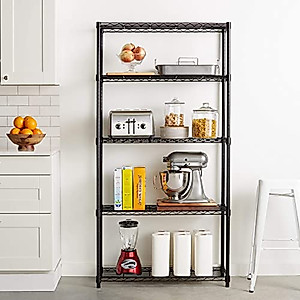 Amazon Basics 5-Shelf Adjustable, Heavy Duty Storage Shelving Unit (350 lbs loading capacity per shelf), Steel Organizer Wire Rack, Black (36L x 14W x 72H)