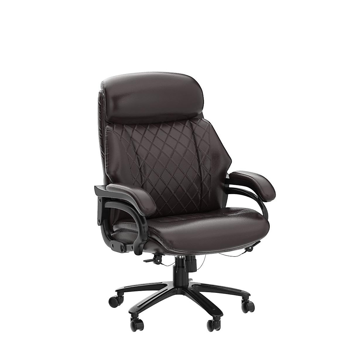 Big and Tall Office Chair 400lbs-Heavy Duty Executive Desk Chair with Extra Wide Seat, High Back Ergonomic Leather Computer Chair with Tilt Rock&Tension, Padded Armrests-Diamond Brown