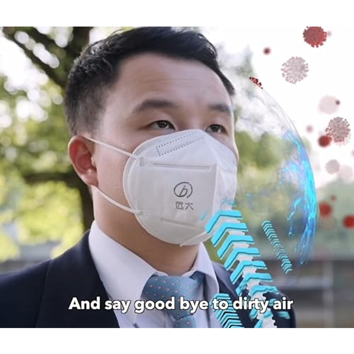 BROAD Breathe Easier AirPro Mask Rechargeable Reusable Air Purifying Respirator with a HEPA Filter