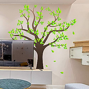 RW-1080 3D Green Tree Wall Stickers Family Photo Tree Wall Decal Removable Peel and Stick DIY Art Wallpaper for Kids Girls Babys Bedroom Bathroom Living Room Nursery Offices