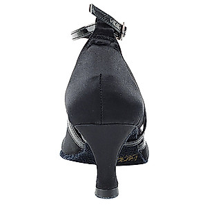 Very Fine Dance Shoes - Ladies Standard, Smooth, Waltz Ballroom Dance Shoes - 9622-2.5-inch Heel and Foldable Brush Bundle - Black Satin - Black Mesh - 7.5