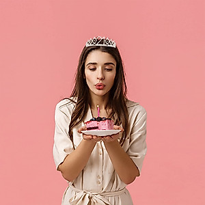 21st Birthday Sash and Tiara, Finally 21 Birthday Rhinestone Tiara Set for Girls Party Supplies, Birthday Tiara Crowns for Women Girls Gift (Silver)