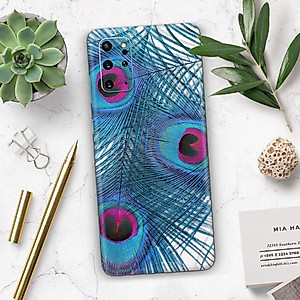 DesignSkinz Blue Peacock Protective Vinyl Decal Wrap Skin Cover Compatible with The Samsung Galaxy S20 (Screen Trim & Back Glass Skin)