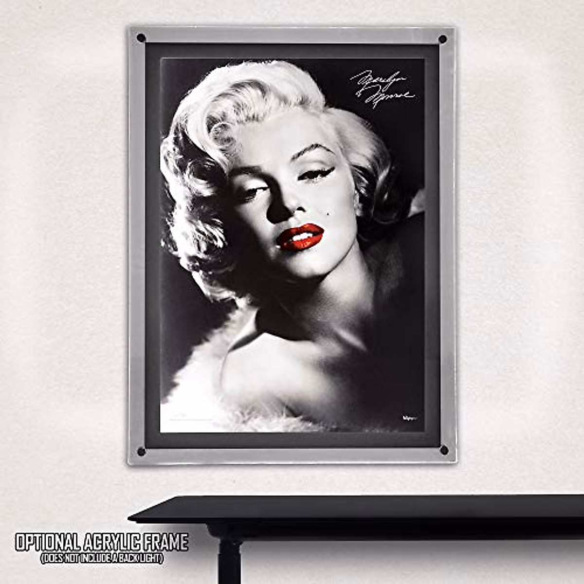 MIGHTYPRINT Marilyn Monroe – Red Lips – Durable 17” x 24" Wall Art – NOT Made of Paper – Officially Licensed Collectible