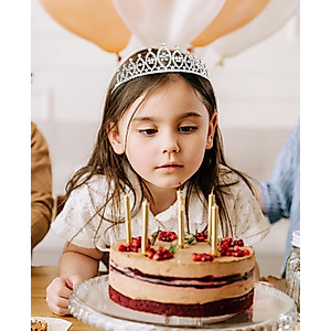 Wecoe Silver Crown for Women Birthday Girls Tiaras and Crowns Princess Queen Crown Wedding Hair Accessories for Brides 21st 16th 50th 40th 30th 60th Happy Birthday Decorations Gifts for Women