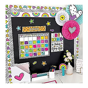 129 Pcs. Carson Dellosa Kind Vibes Calendar Bulletin Board Set, Colorful Bulletin Board Calendar Classroom Décor with Motivational Mini Posters, Numbers, Holidays and Birthdays