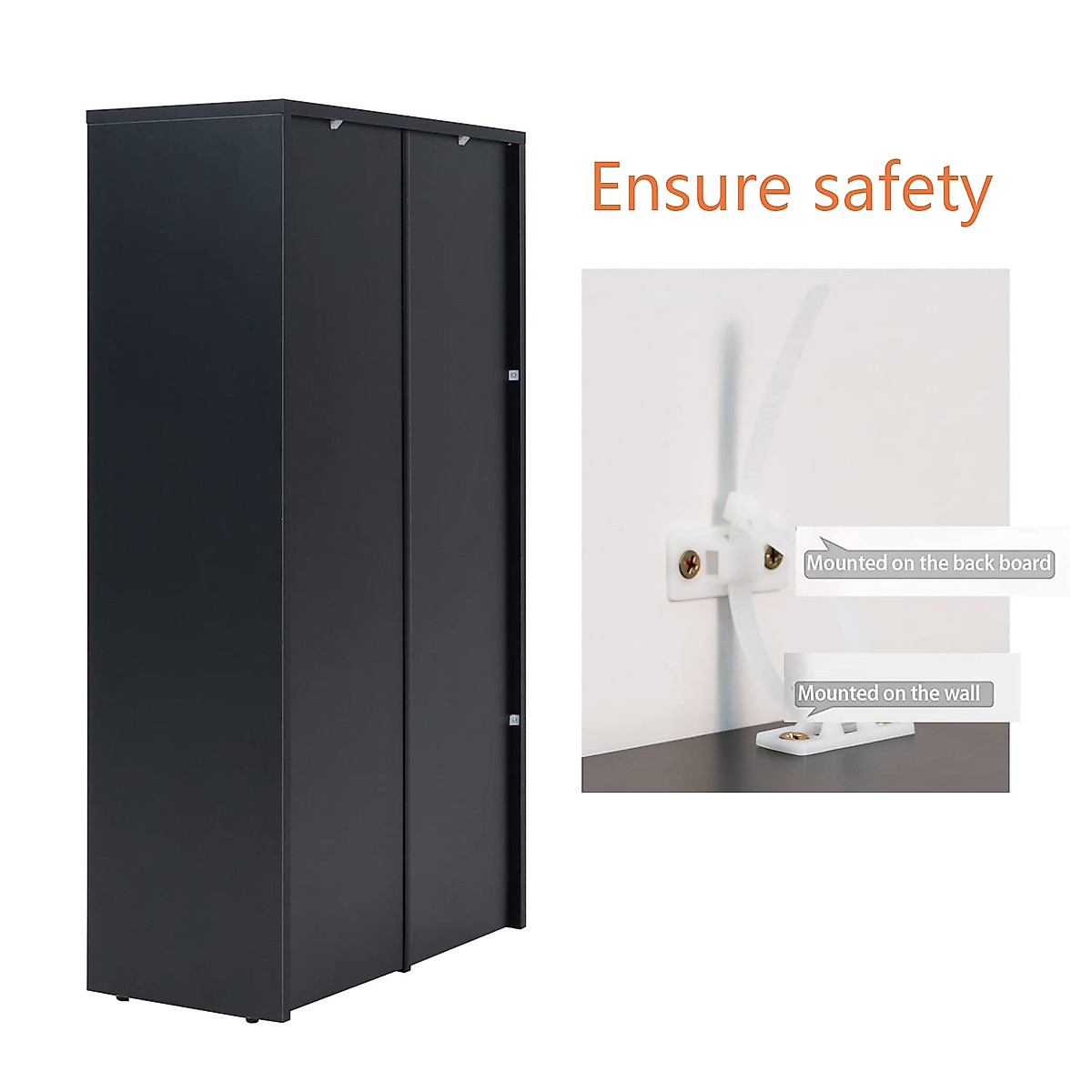 Sunon 3 Shelf Wood Bookcase Freestanding Display Shelf Adjustable Layers Bookshelf for Home Office Library Small Narrow Space (Black, 3-Layers)