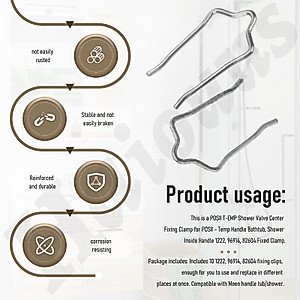 10 Pieces 96914 Retainer Clip, Compatible with Moen handle tub/shower, Shower Retainer Clip fit for 96914, 82604, 1222 Cartridge, for Replaces One-Handle Posi T-emp Tub Shower Faucet Cartridge