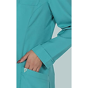 Veste Destiny Colored Women Lab Coat - 5 Pockets 38" Long Laboratory Coat - Female Medical & Science Labcoats 12 Colors in S,M,L with Adjustable Sleeve (Dark Green, Medium)