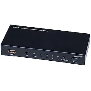 Monoprice Blackbird 4x1 HDMI 1.4 Switch - HDCP 1.4, with Toslink, Digital Coax and Analog Audio Extractor, 1080p 60Hz, DAC (Compatible with PS4/5 Xbox Apple TV Fire Stick Roku Blu-Ray Player)