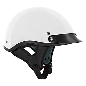 VCAN Cruiser Gloss White Motorcycle Half Helmet (Medium)