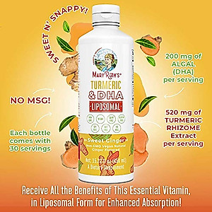 Turmeric & DHA Liposomal & Vitamin C Liposomal Bundle by MaryRuth's | Enhanced Absorption Supplement for Cognitive Maintenance, Mood Enhancement, Joint Health | Vitamin C, Immune Support for Adults